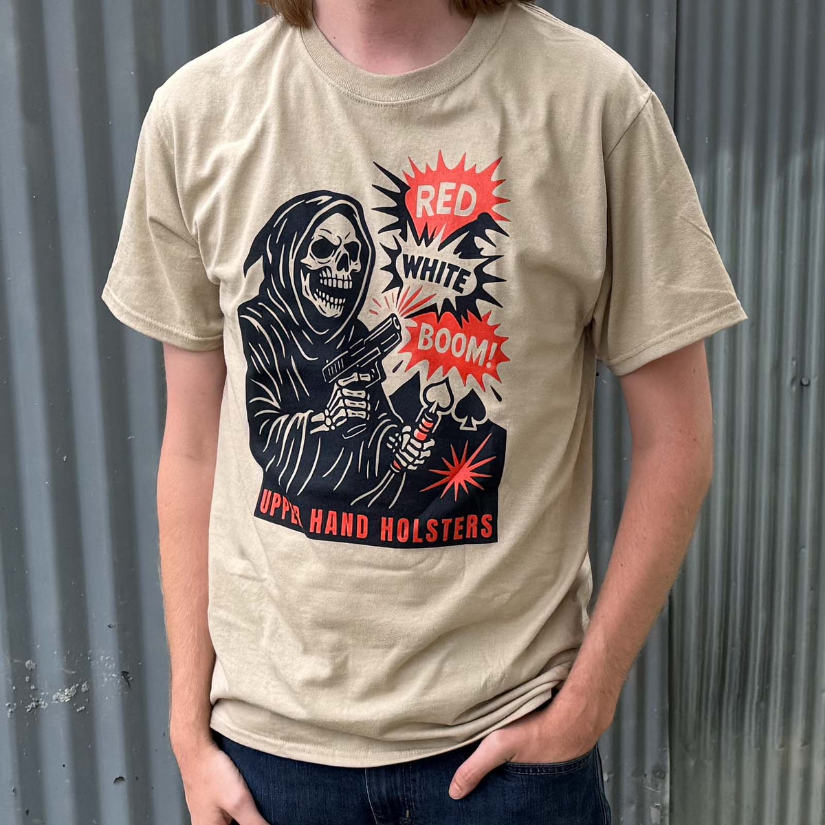 Red, White, Boom – Retro Reaper Tee – Upper Hand Holsters